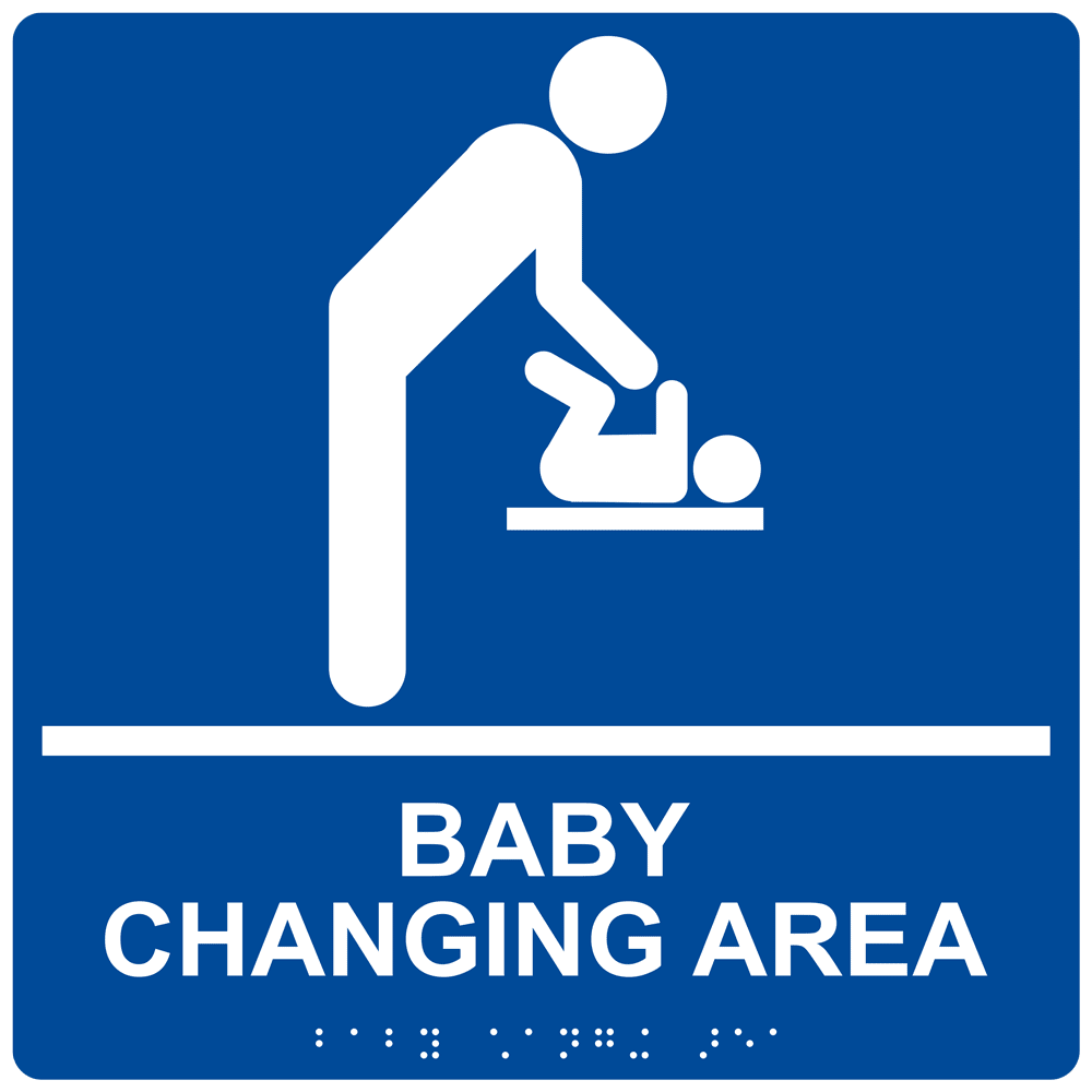ADA Baby Changing Area Braille Sign RRE-175-99_WHTonBLU Restrooms