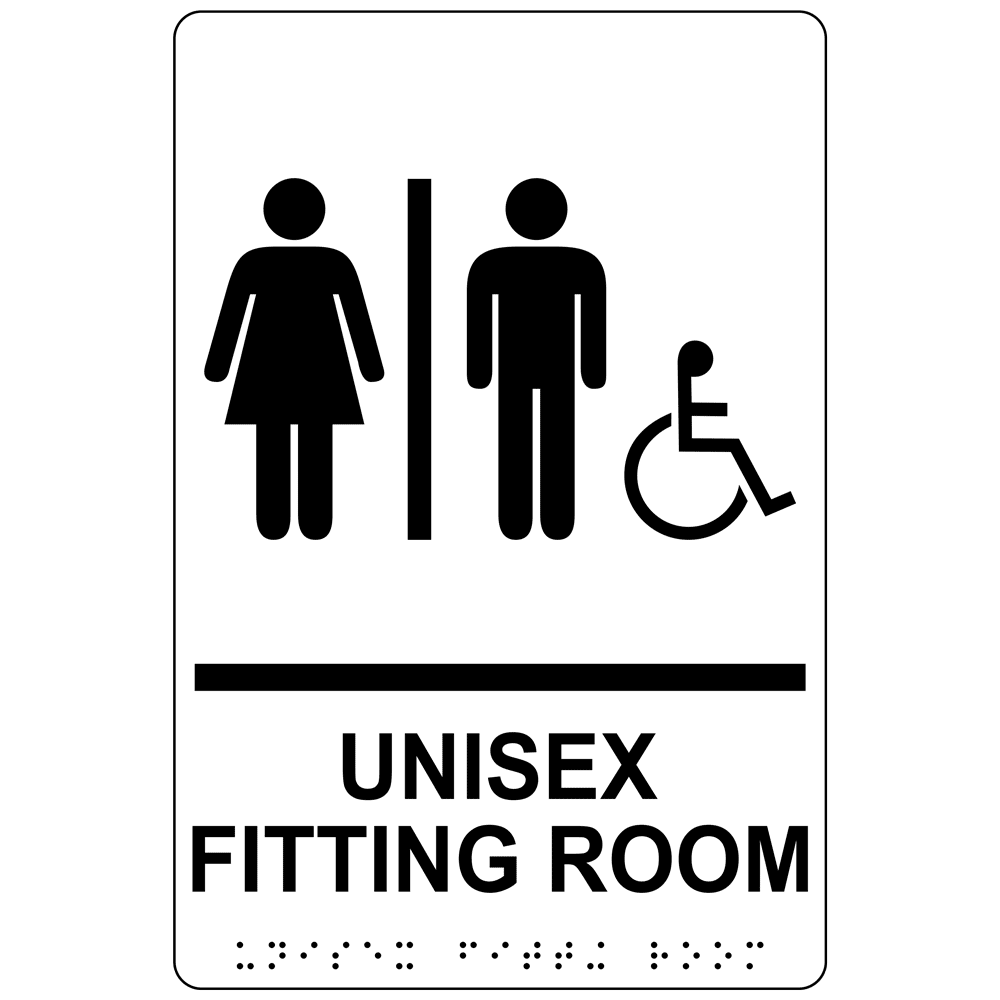 ADA Unisex Fitting Room With Symbol Braille Sign RRE-19941_BLKonWHT
