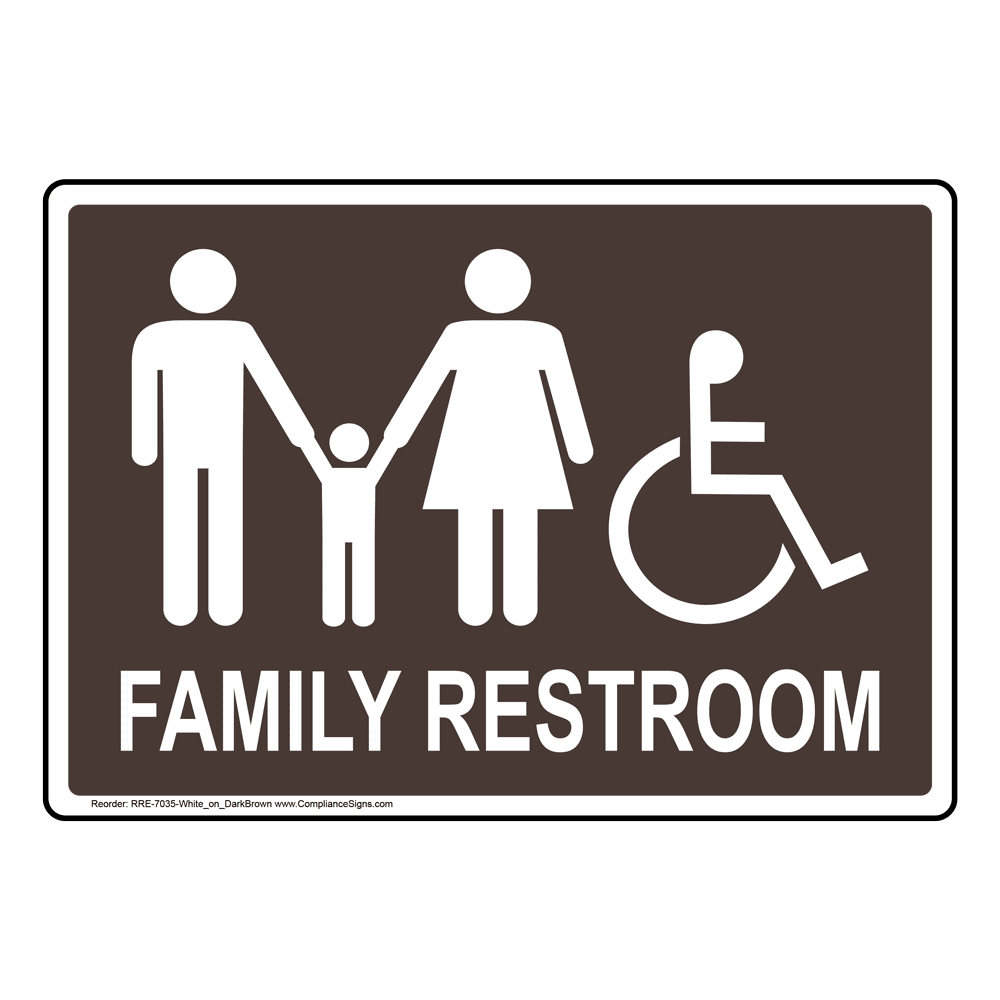 Family Restroom Sign With Symbol RRE-7035-WHTonDKBN Family / Child Care