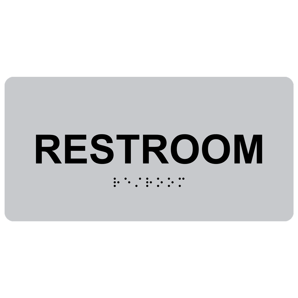 ADA Braille Restroom Sign RSME-545_BLKonSLVR