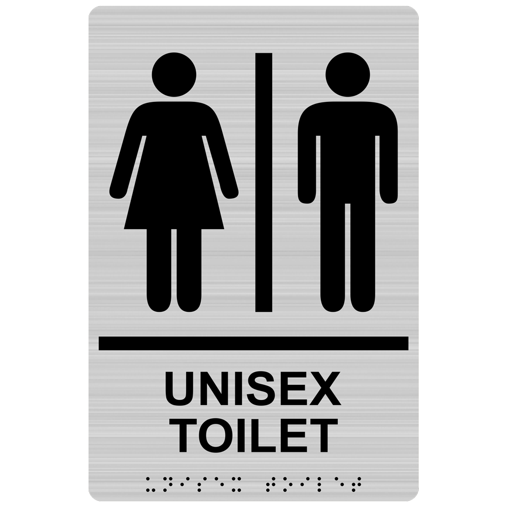 Portrait ADA Unisex Toilet (Braille Sign RRE-14849_BLKonBRSLVR