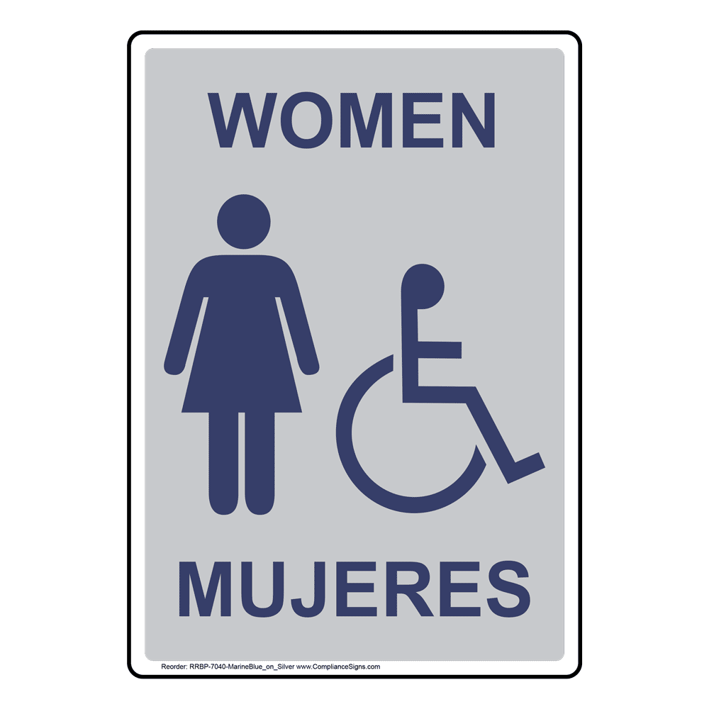 Women - Mujeres Sign With Symbol RRBP-7040-MRNBLUonSLVR Restrooms