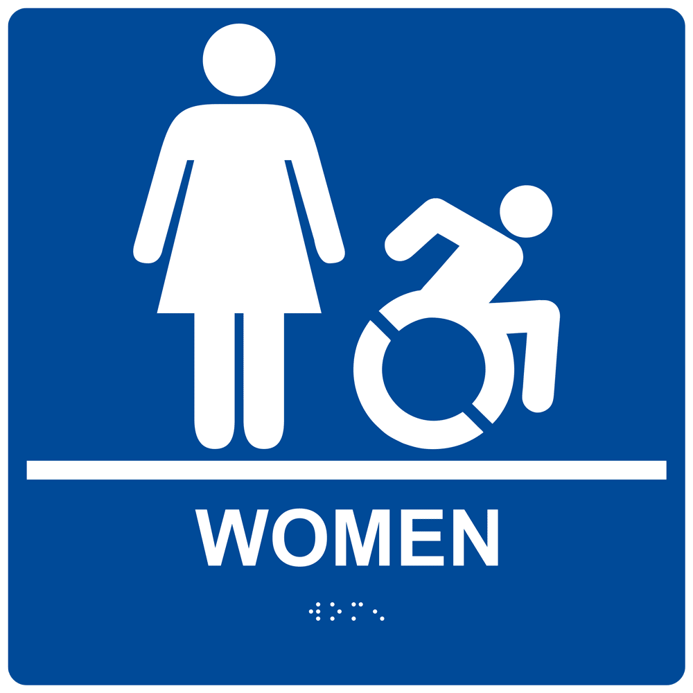 Women Braille Restroom Sign With Dynamic Accessibility Symbol RRE-130R ...