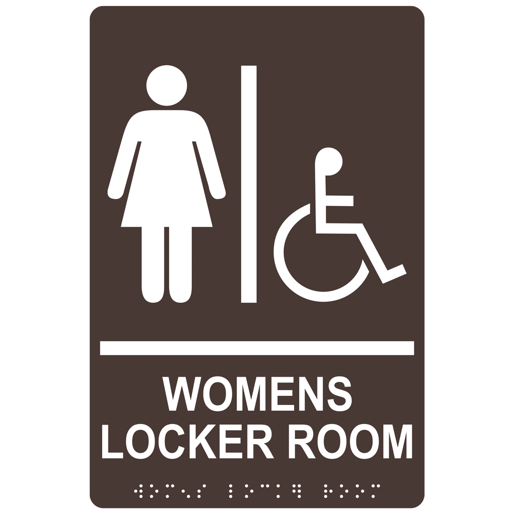 ADA Womens Locker Room With Symbol Braille Sign RRE-19964_WHTonDKBN