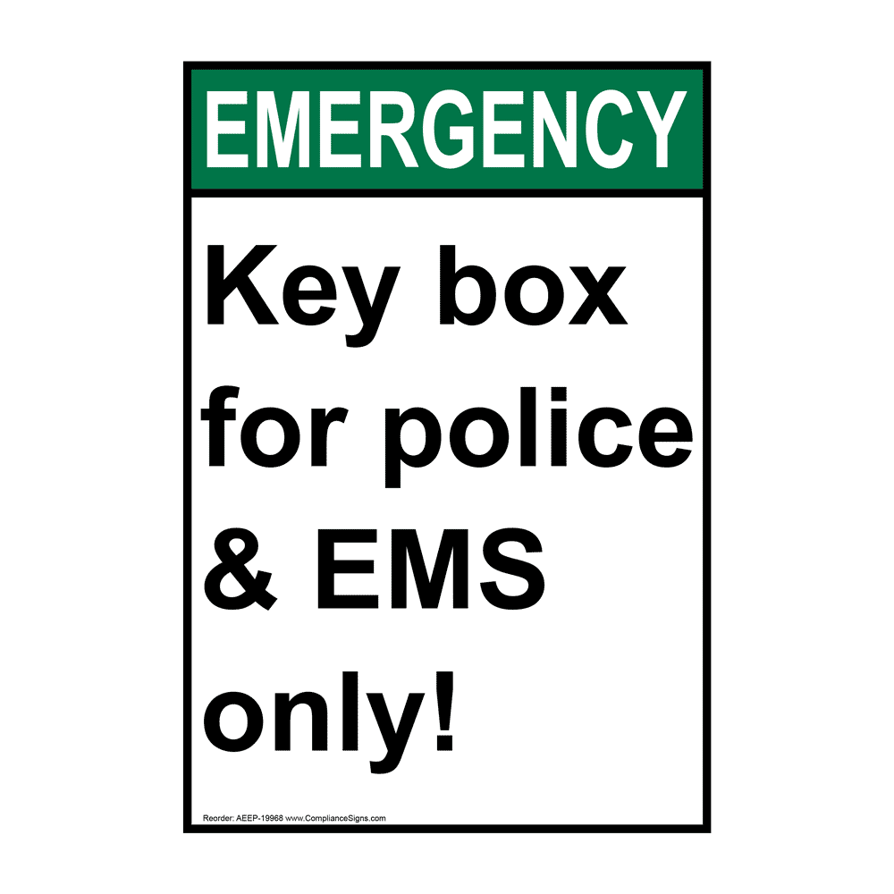ANSI EMERGENCY Key Box For Police And EMS Only! Sign AEE-19968