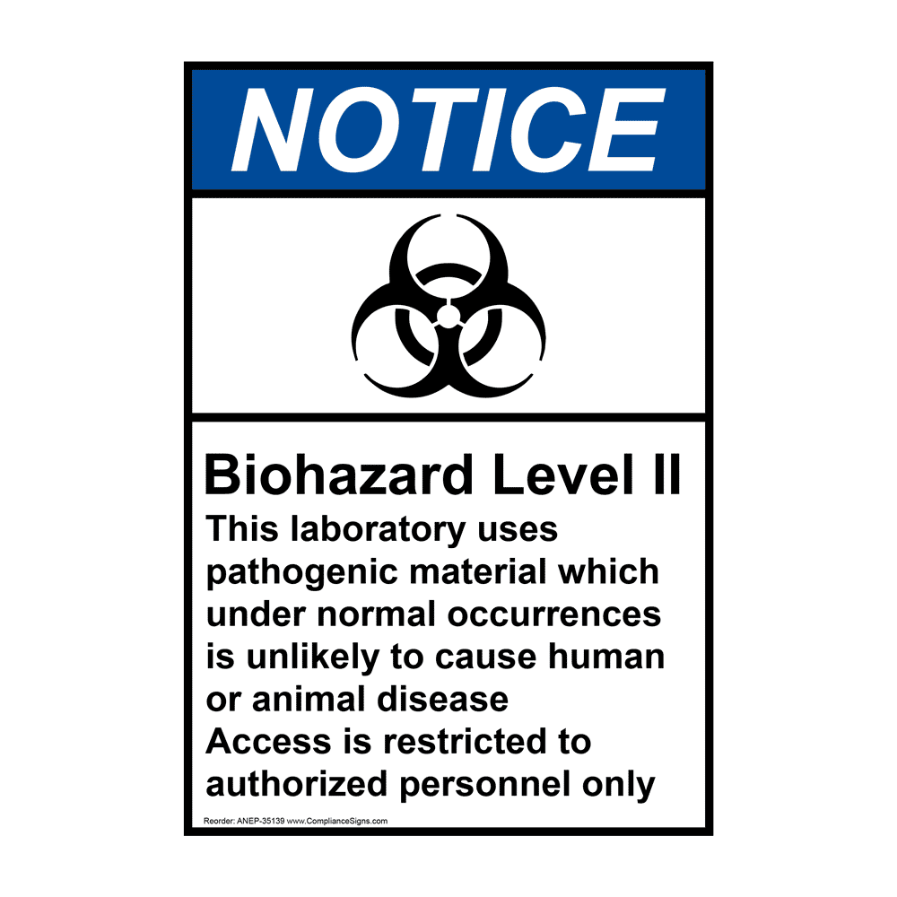 Portrait ANSI Biohazard Level II Sign With Symbol ANEP-35139