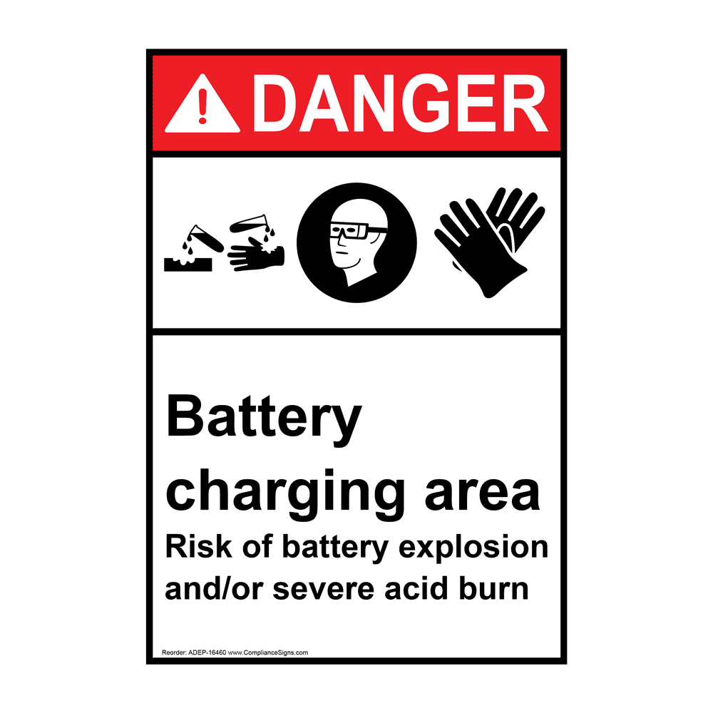 Portrait ANSI DANGER Battery Room Sign ADEP-16462