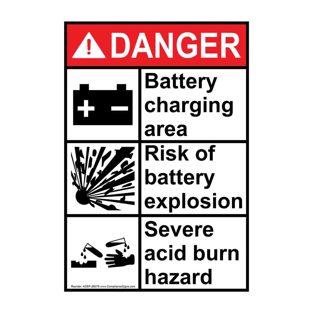 Portrait ANSI DANGER Battery Room Sign ADEP-16462
