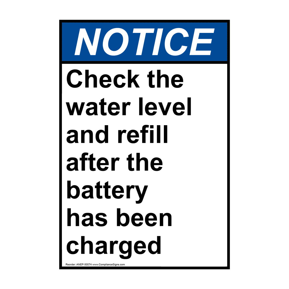 Portrait OSHA Check The Water Level And Refill Sign ONEP-50074