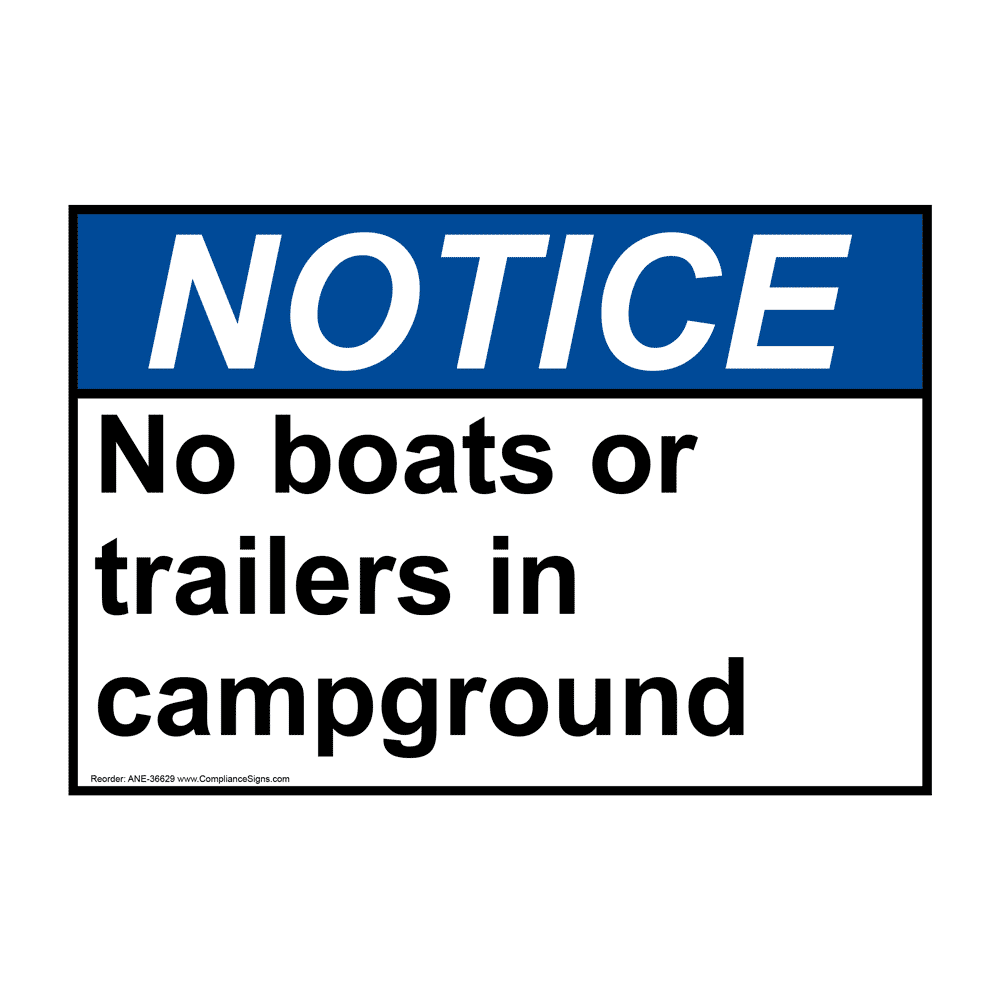 ANSI No Boats Or Trailers In Campground Sign ANE-36629