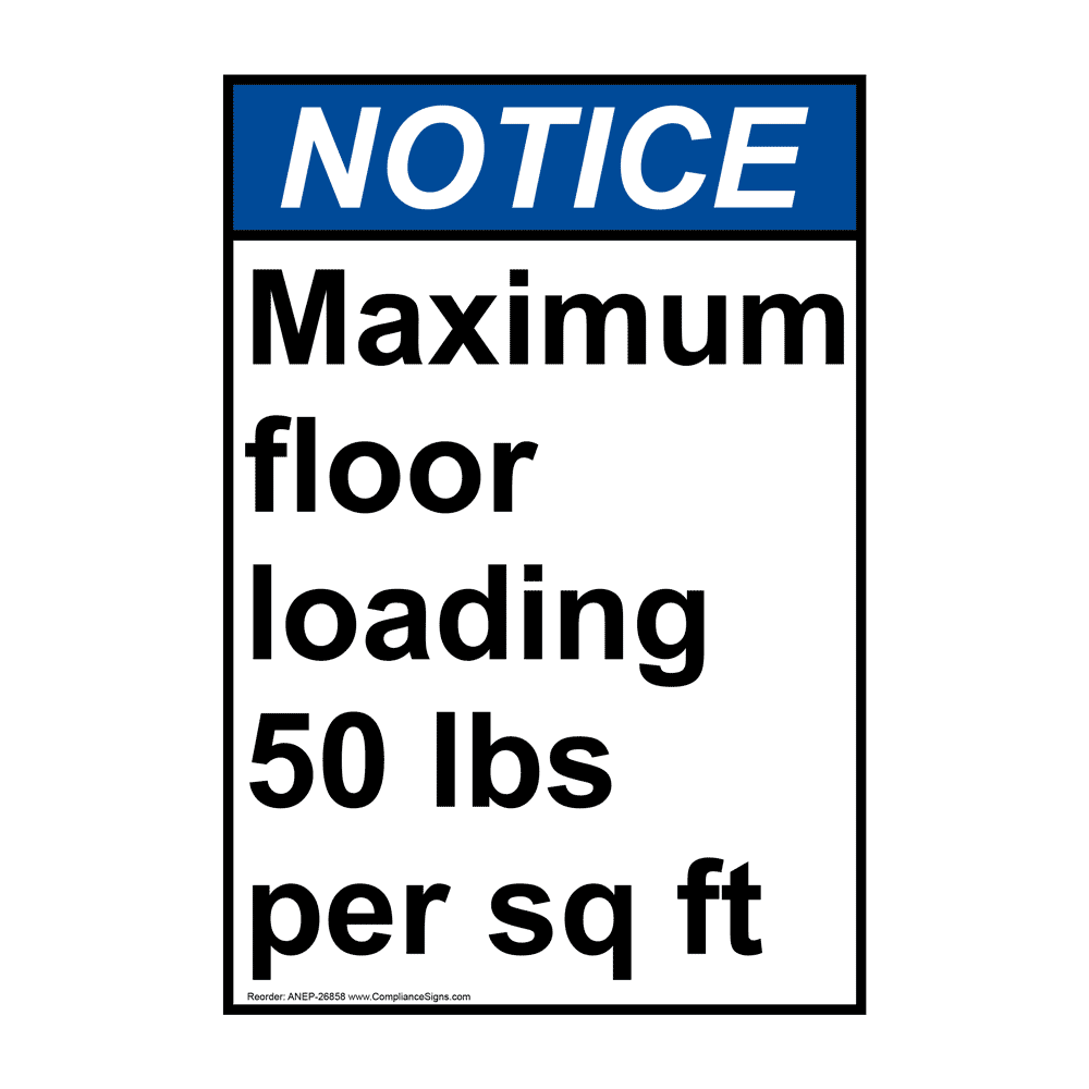 Portrait ANSI NOTICE Maximum Floor Loading 50 Sign ANEP-26858