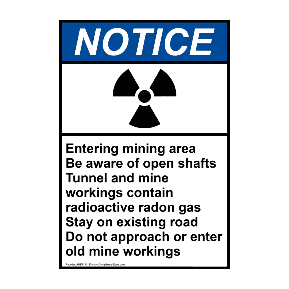 ANSI Entering Mining Area Sign With Symbol ANE-31195