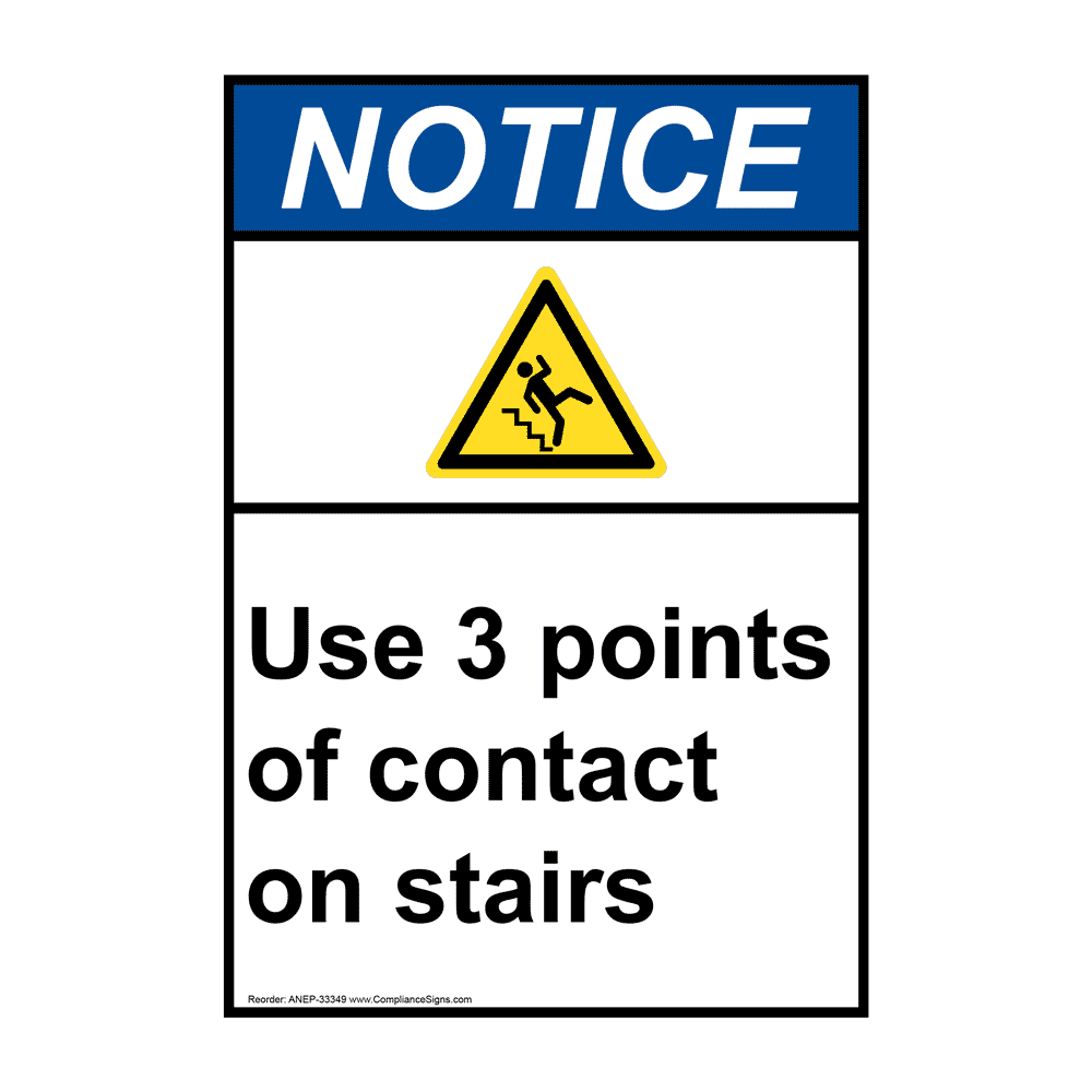 ANSI Use 3 Points Of Contact On Stairs Sign With Symbol ANE-33349