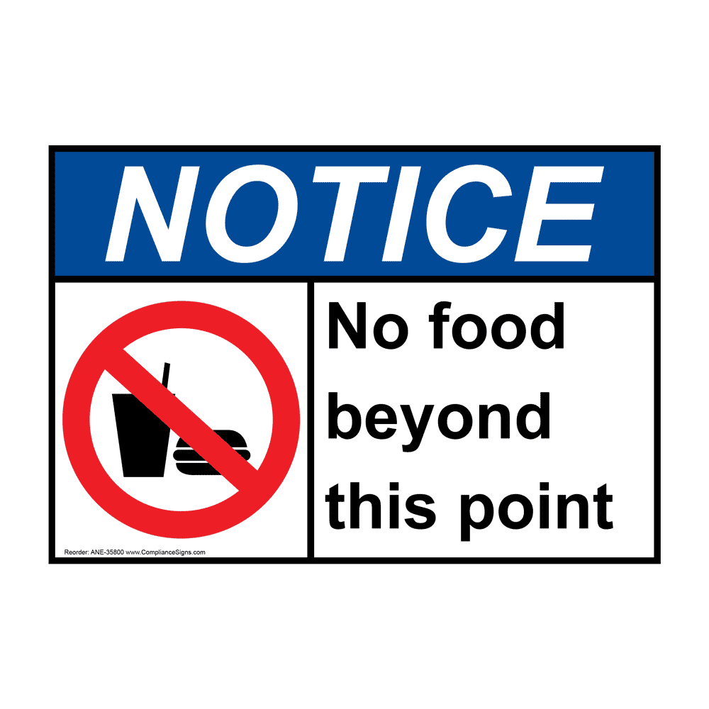 ANSI No Food Beyond This Point Sign With Symbol ANE-35800