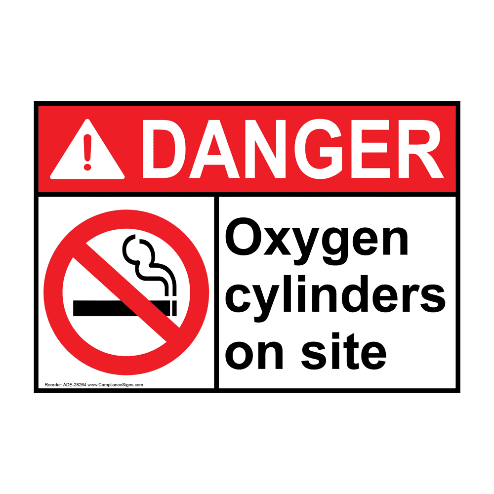 ANSI Oxygen Cylinders On Site Sign With Symbol ADE-28264