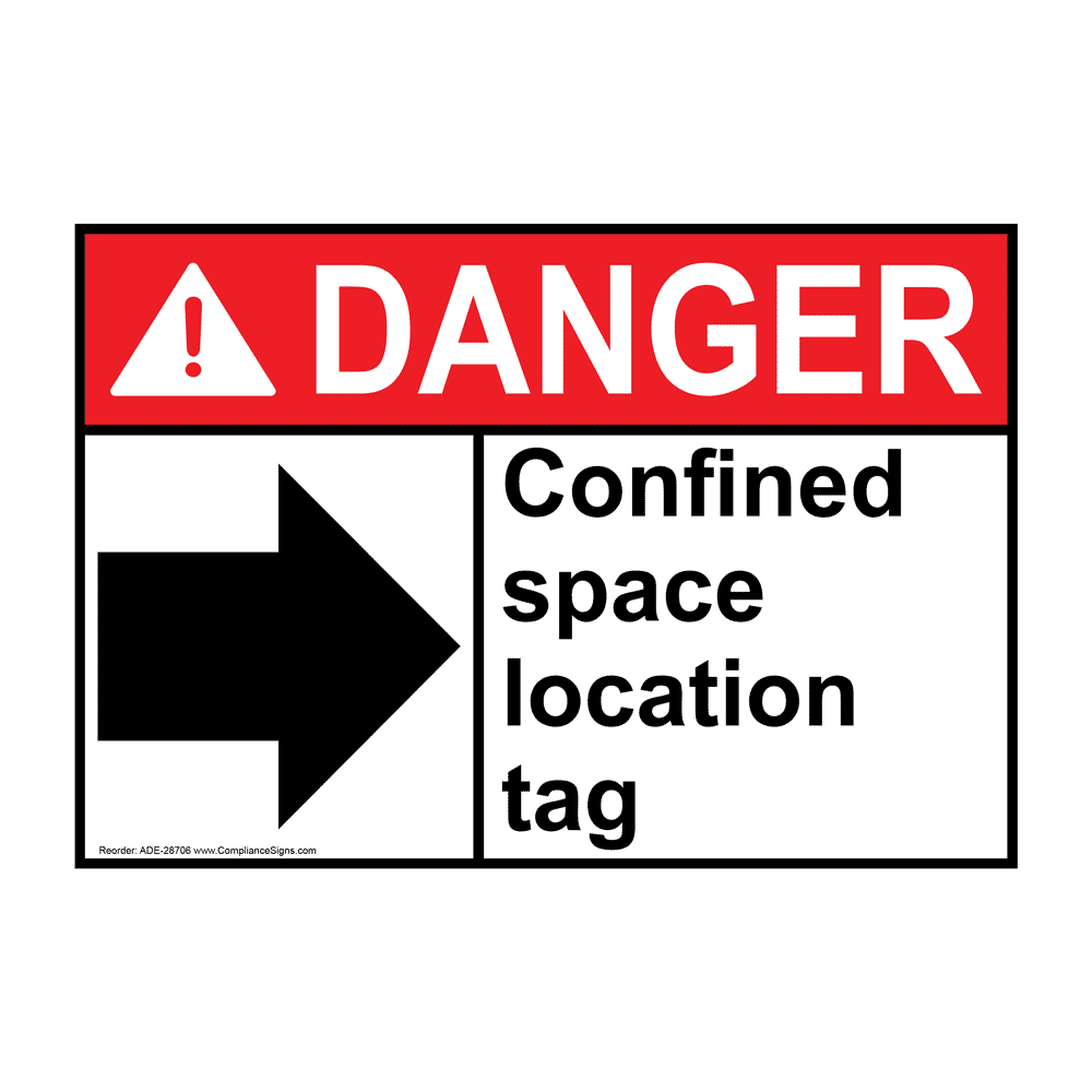 ANSI Confined Space Location Tag Sign With Symbol ADE-28706