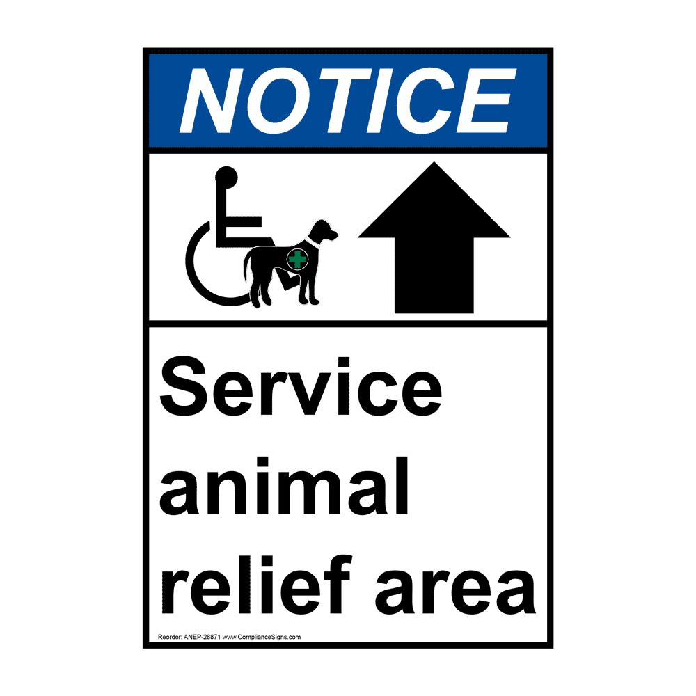 Portrait ANSI Service Animal Relief Sign With Symbol ANEP-28871