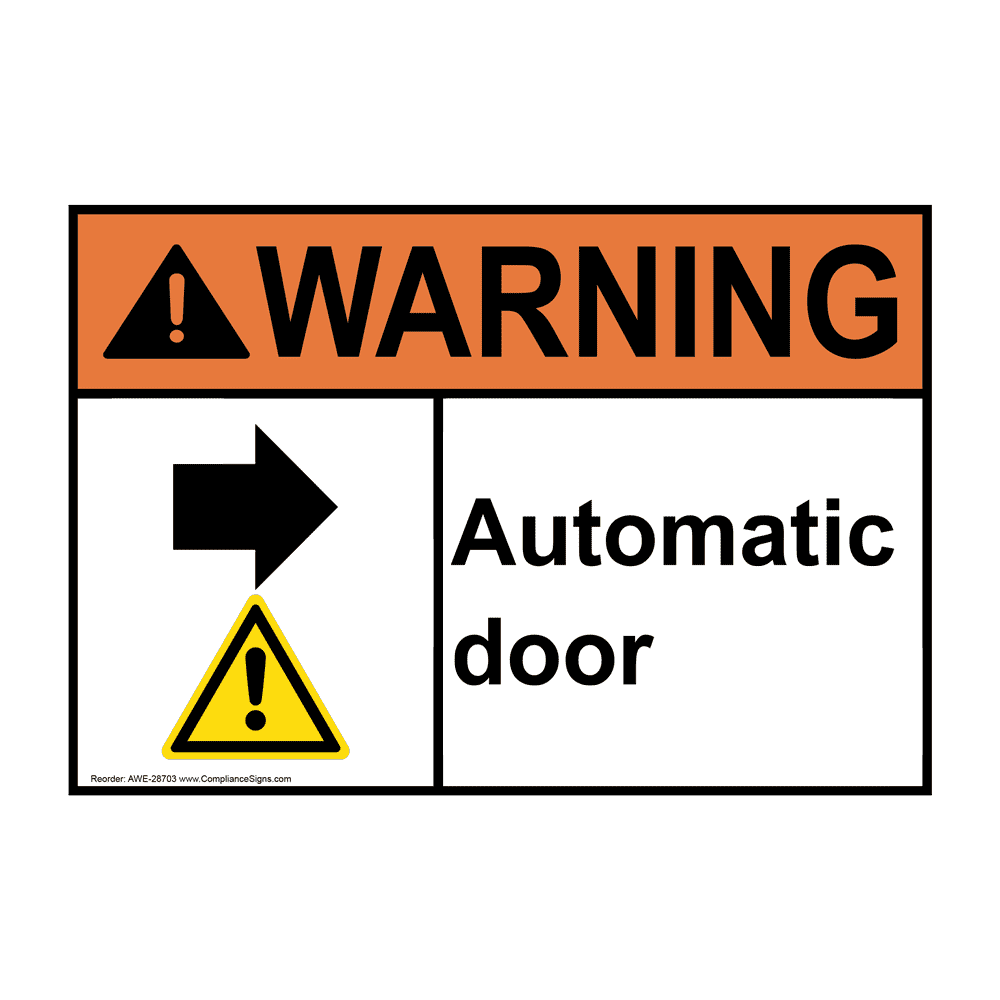 ANSI Automatic Door [Right Arrow] Sign With Symbol AWE-28703