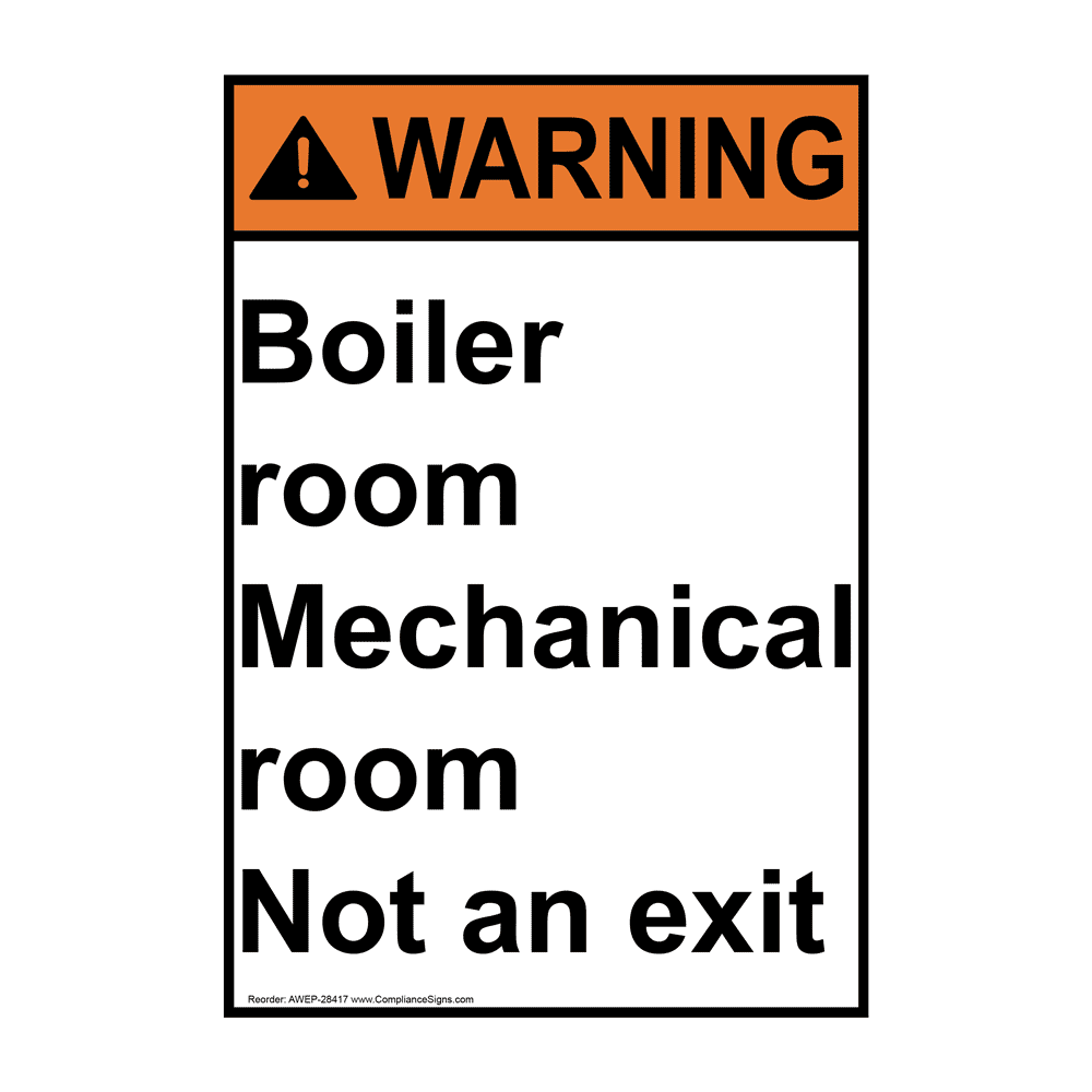 Portrait ANSI Boiler Room Mechanical Room Not An Exit Sign AWEP-28417