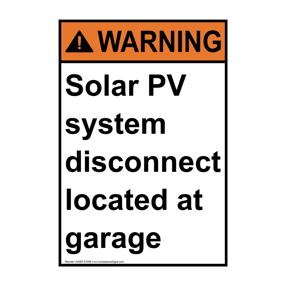 Portrait ANSI Solar PV System Disconnect Located Sign AWEP-27036
