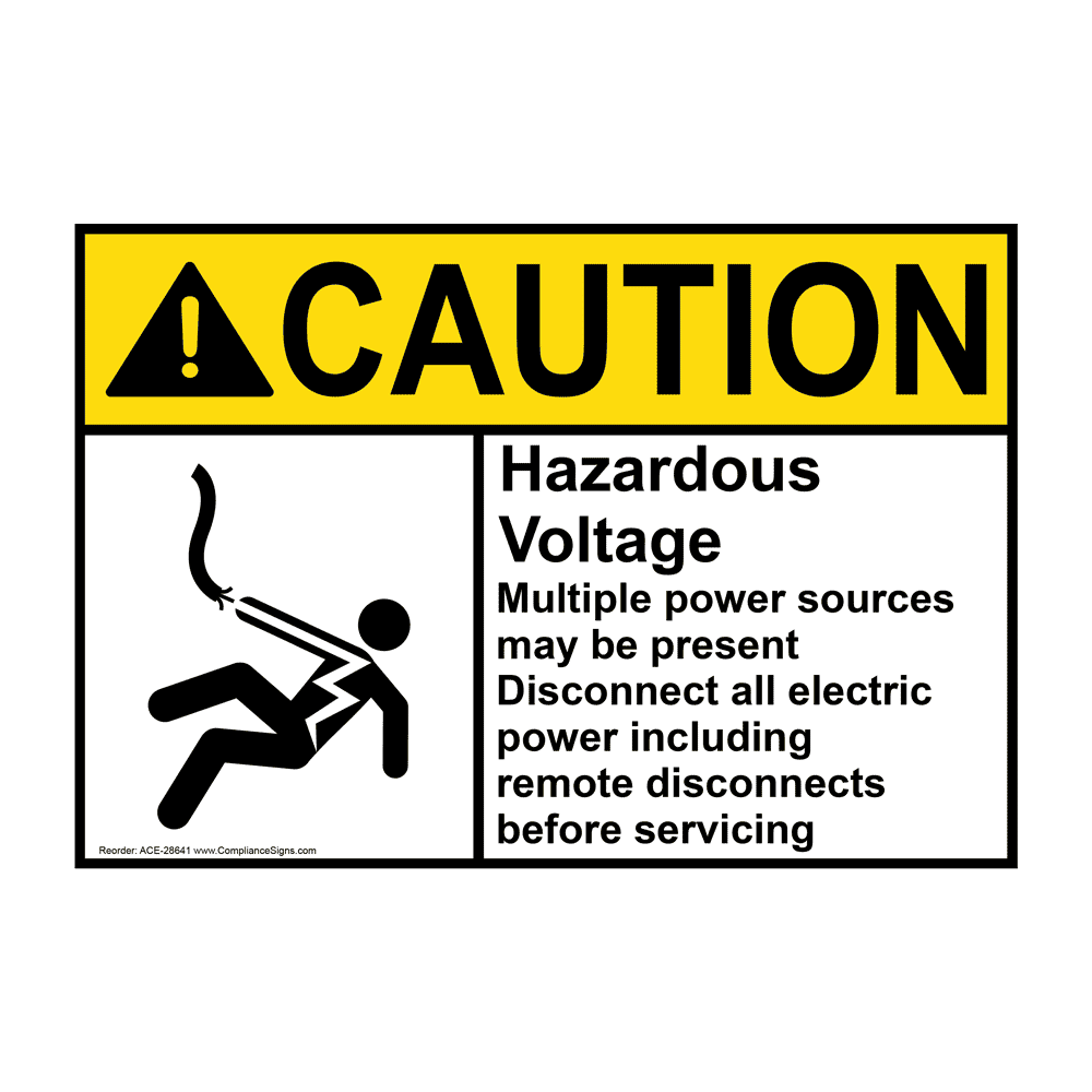 ANSI Hazardous Voltage Multiple Power Sign With Symbol ACE-28641