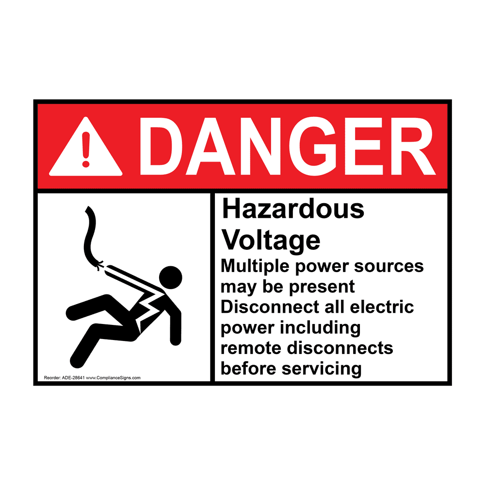 ANSI Hazardous Voltage Multiple Power Sign With Symbol ADE-28641
