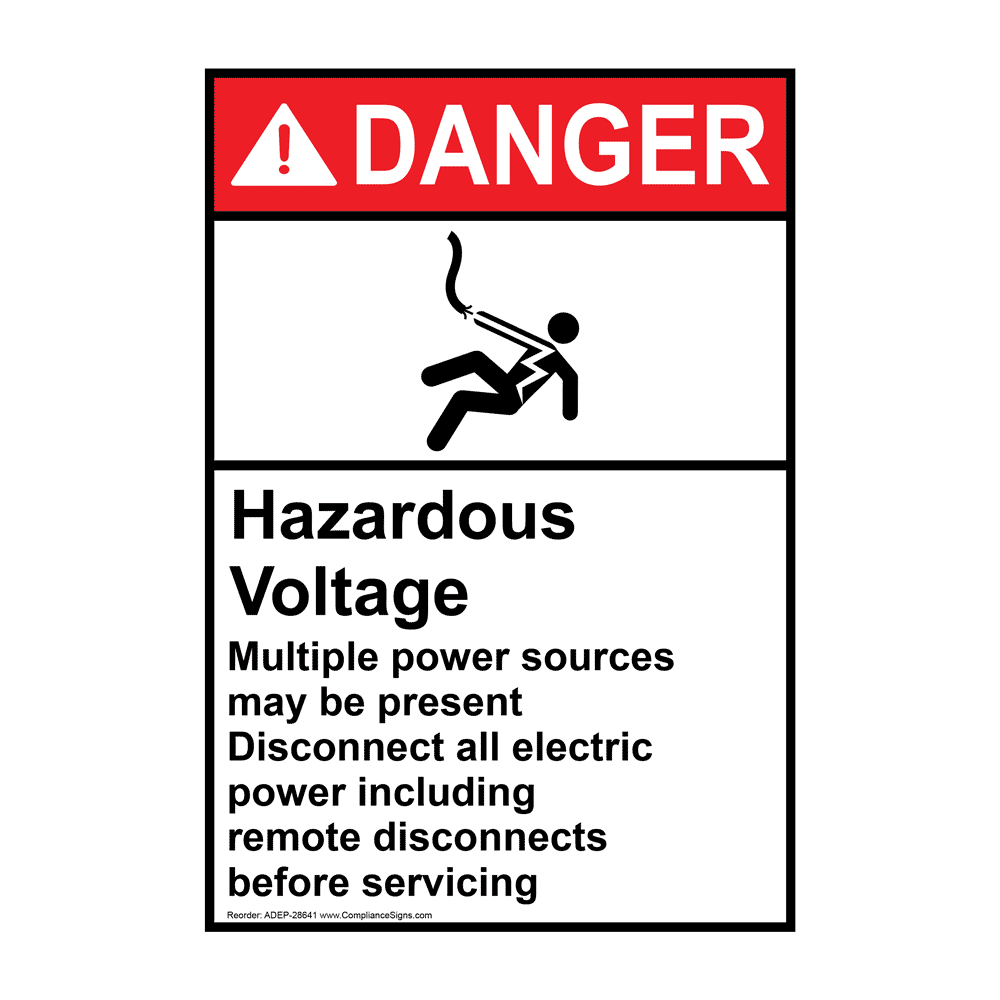 ANSI Hazardous Voltage Multiple Power Sign With Symbol ADE-28641