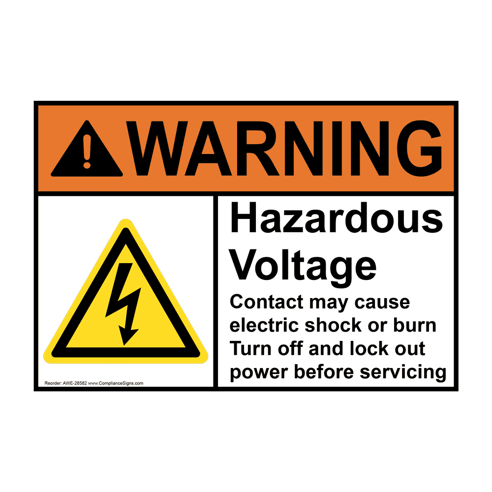 ANSI Hazardous Voltage Contact May Sign With Symbol AWE-28582
