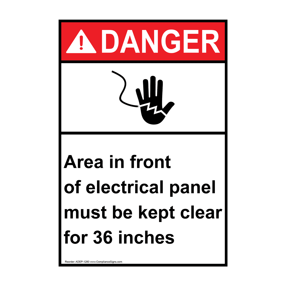 Portrait ANSI DANGER Electrical Panel Keep Clear 36 Inches Sign ADEP-1280