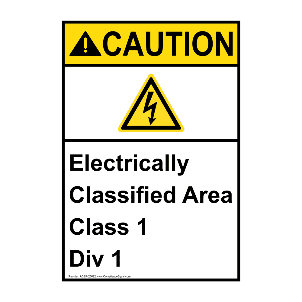 ANSI Electrically Classified Area Sign With Symbol ACE-28622