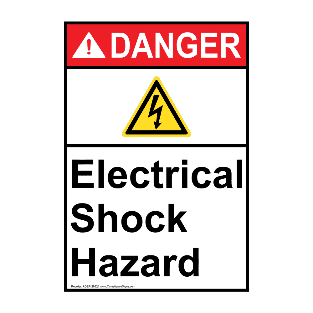 ANSI Electrical Shock Hazard Sign With Symbol ADE-28621