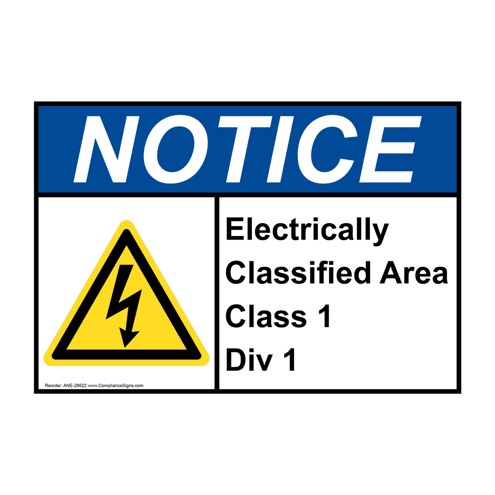 ANSI Electrically Classified Area Sign With Symbol ANE-28622