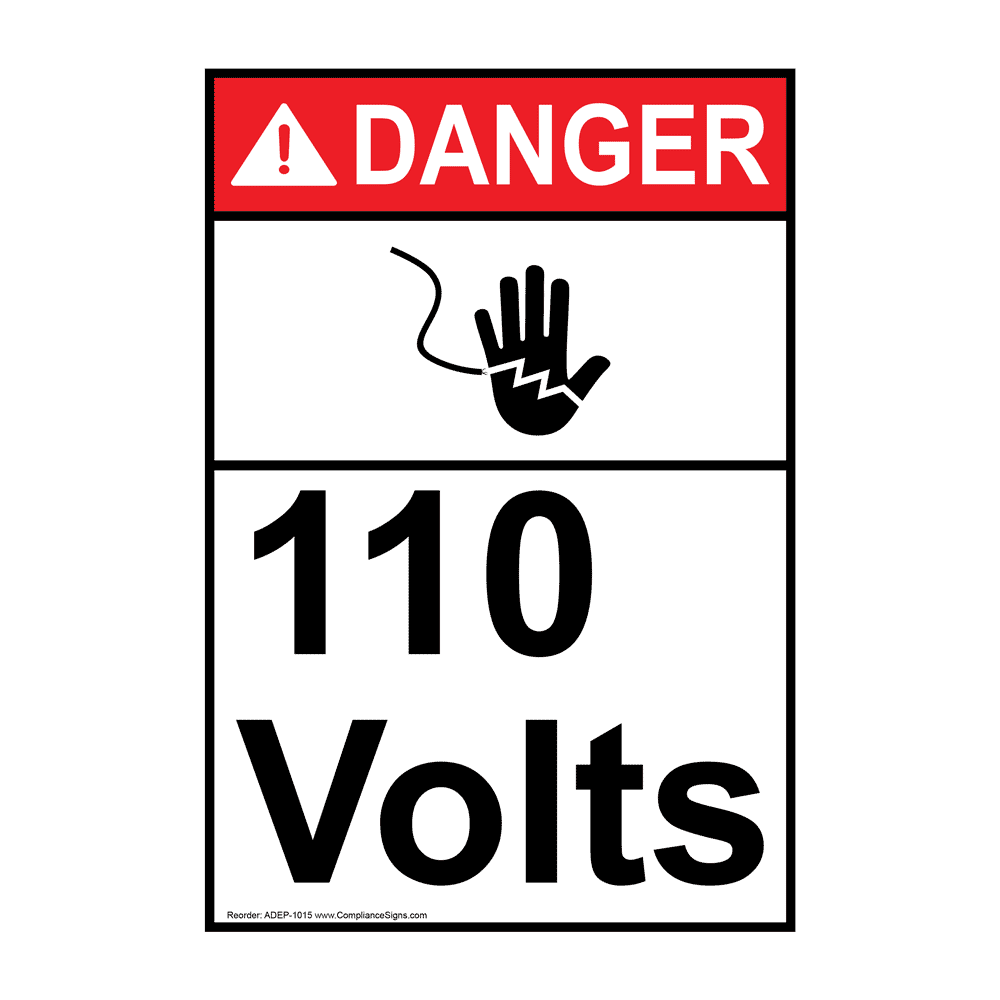 Portrait ANSI DANGER 110 Volts Sign ADEP-1015 Electrical Electrical Voltage