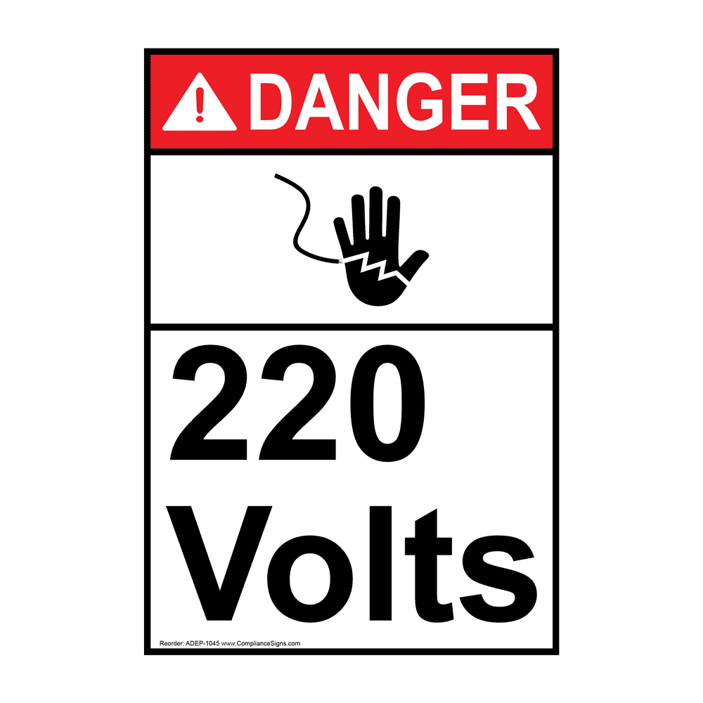 Portrait ANSI DANGER 220 Volts Sign ADEP-1045 Electrical Electrical Voltage