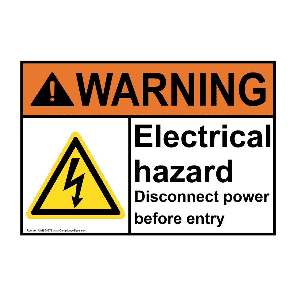 ANSI Electrical Hazard Disconnect Sign With Symbol AWE 28576