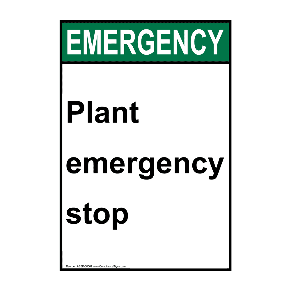 Portrait ANSI Plant Emergency Stop Sign AEEP-50061
