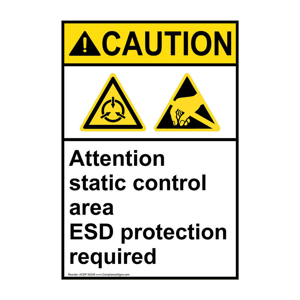Portrait ANSI Attention Static Control Sign With Symbol ACEP-30248