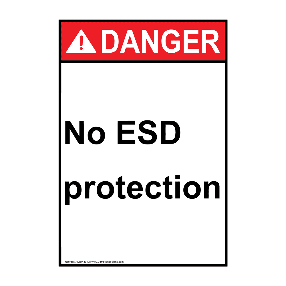 Portrait ANSI Attention ESD Protected Sign With Symbol ACEP-30254