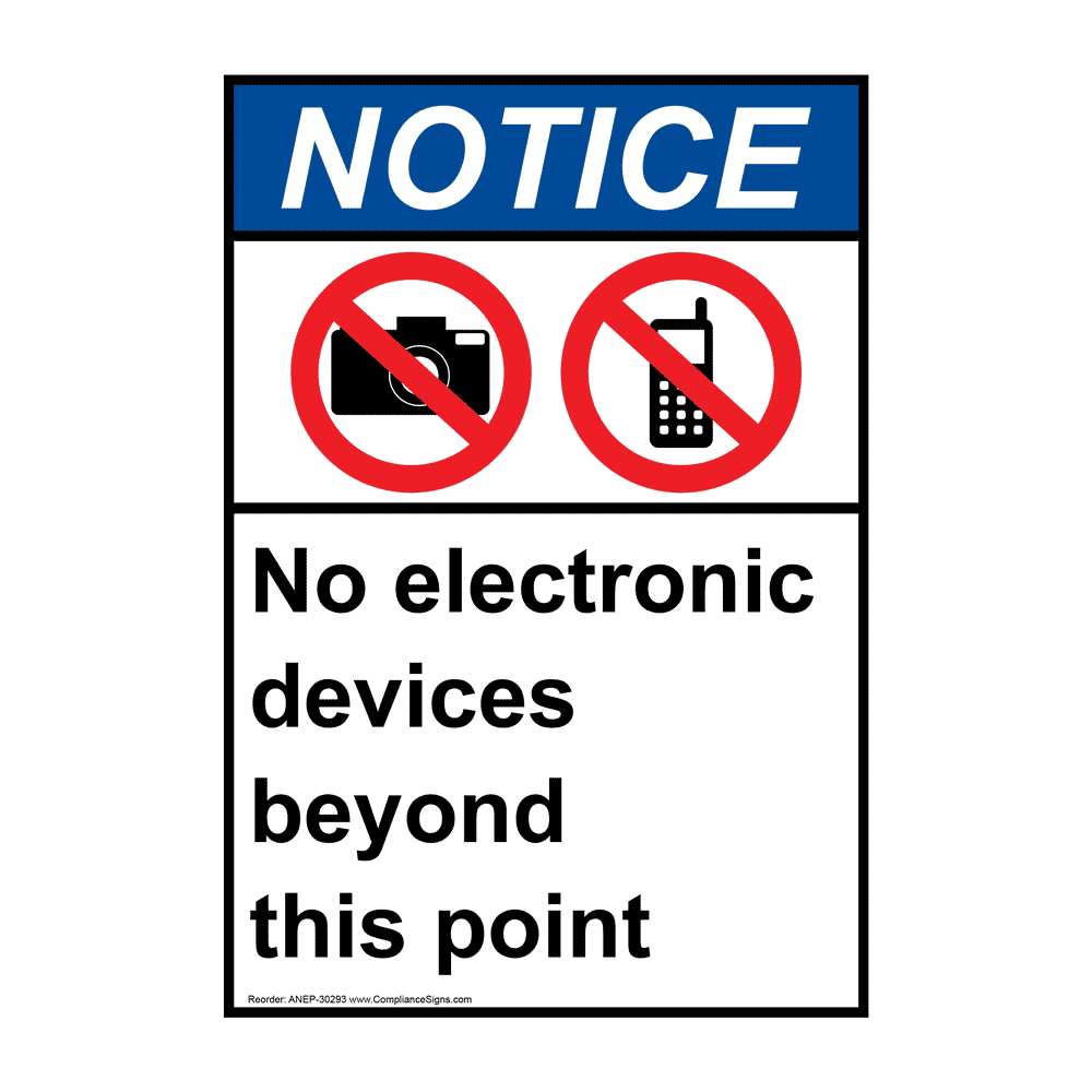 Portrait ANSI No Electronic Devices Sign With Symbol ANEP-30293