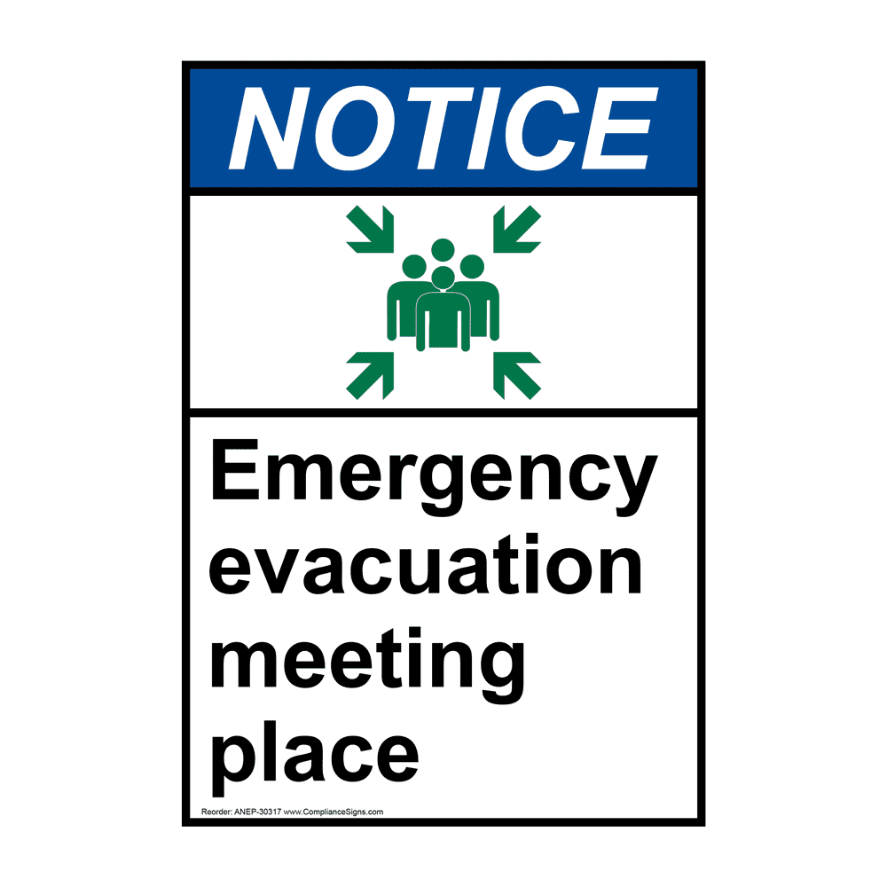ANSI Emergency Evacuation Meeting Place Sign With Symbol ANE-30317