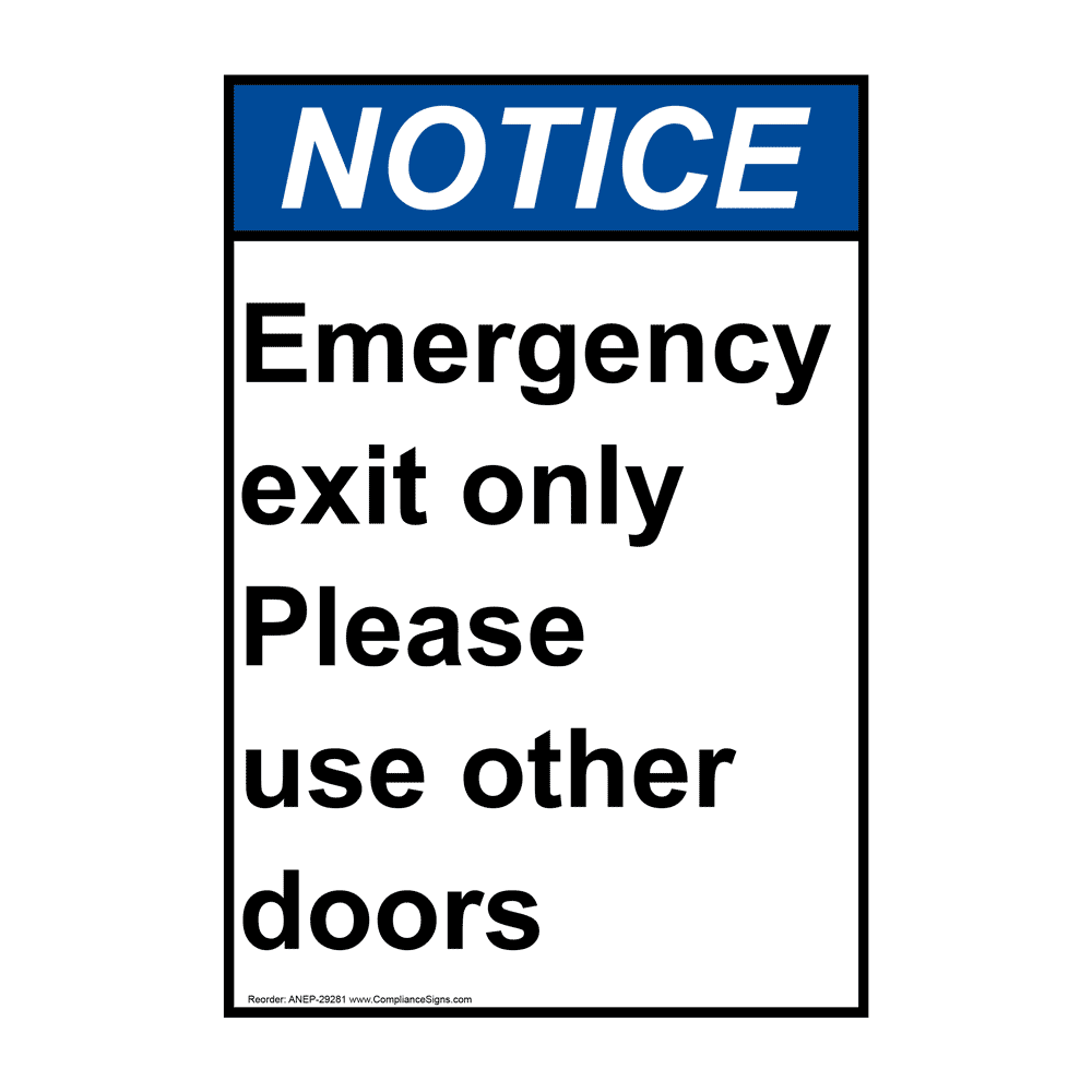 ANSI Emergency Exit Only Please Use Other Doors Sign ANE-29281
