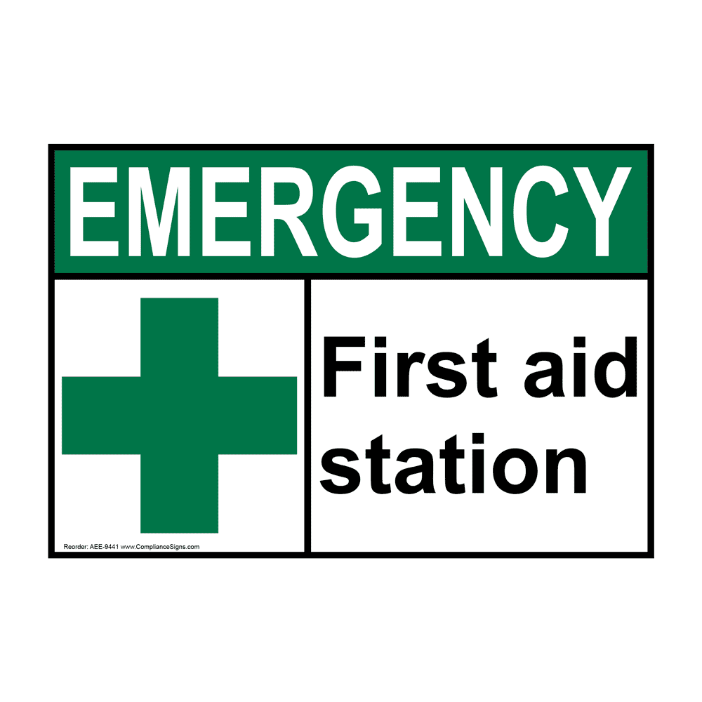 ANSI EMERGENCY First Aid Station Sign AEE-9441 Emergency Response
