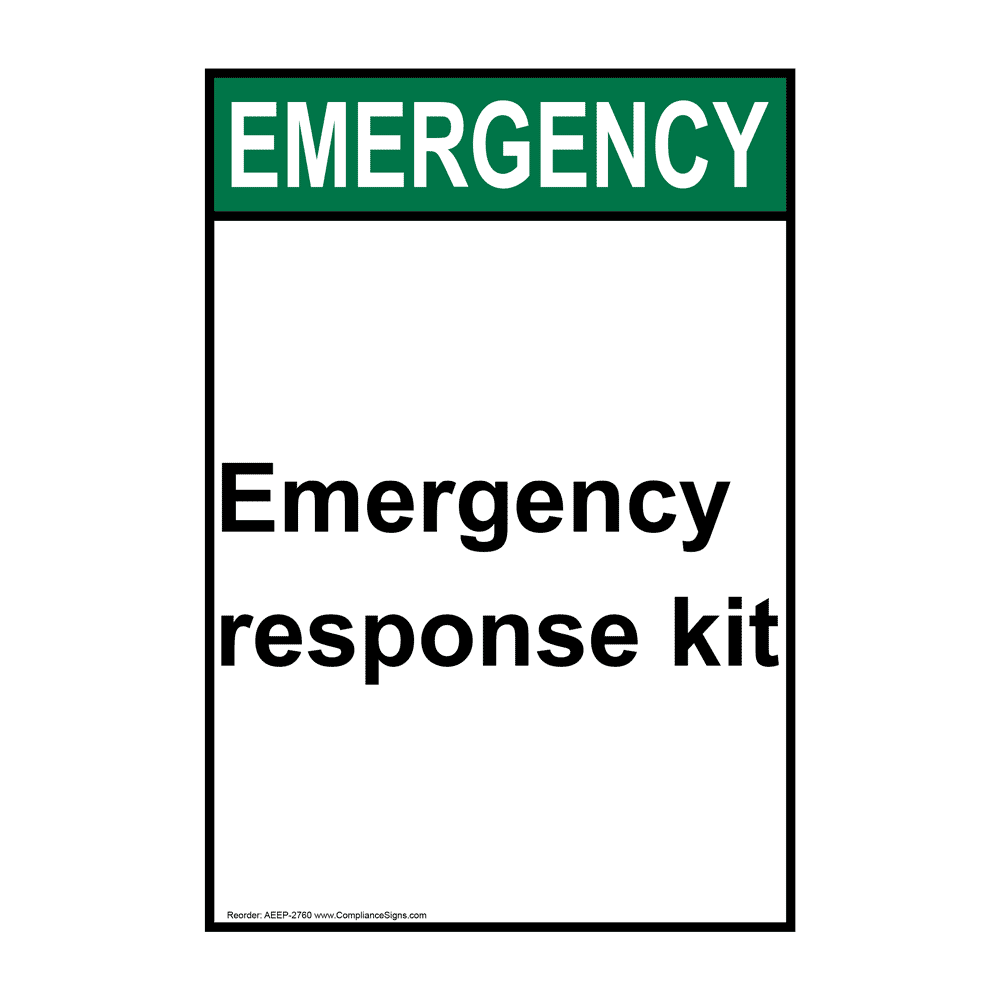 ANSI EMERGENCY Emergency Response Kit Sign AEE-2760 Emergency Response