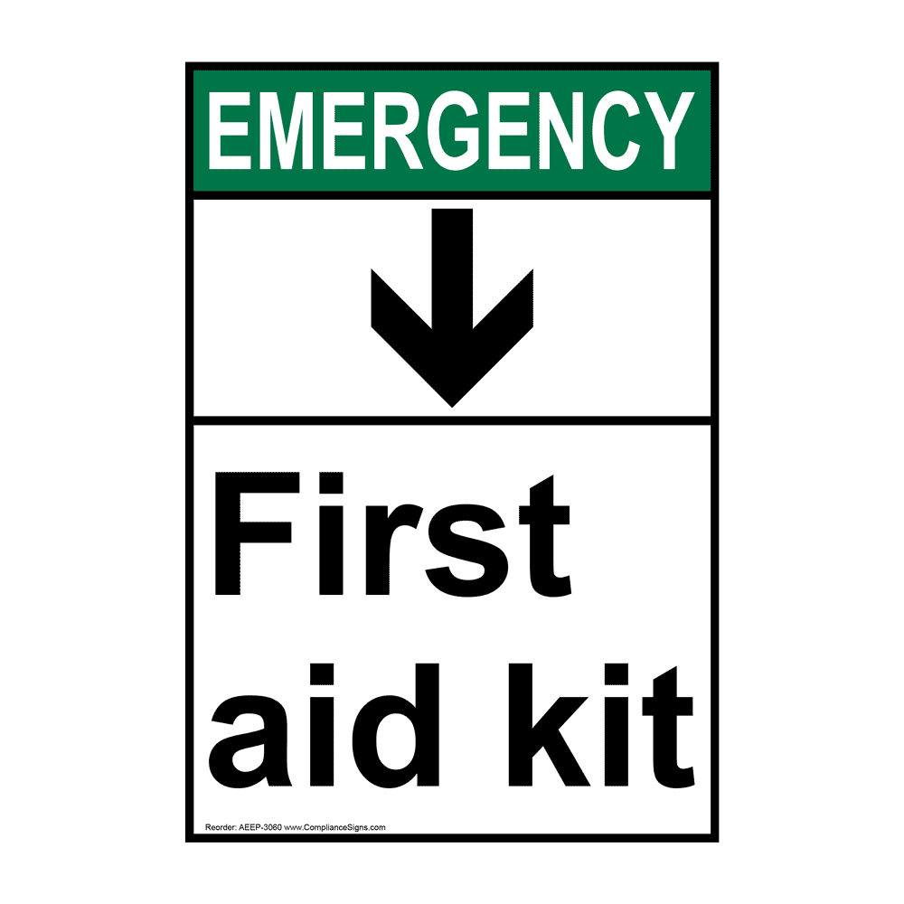 Portrait ANSI EMERGENCY First Aid Kit Sign AEEP-3060 Emergency Response