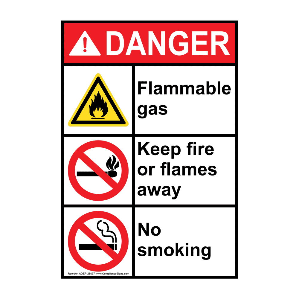 Portrait ANSI-GHS DANGER No Flammable Liquids Allowed In Area Sign ADEP ...
