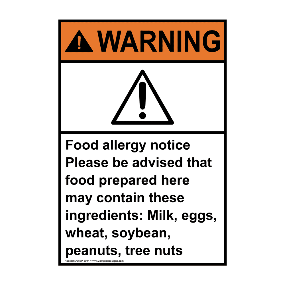 ANSI Food Allergy Notice Please Be Sign With Symbol AWE-30447 ANSI Food Allergy Notice Please Be Sign With Symbol AWE-30447