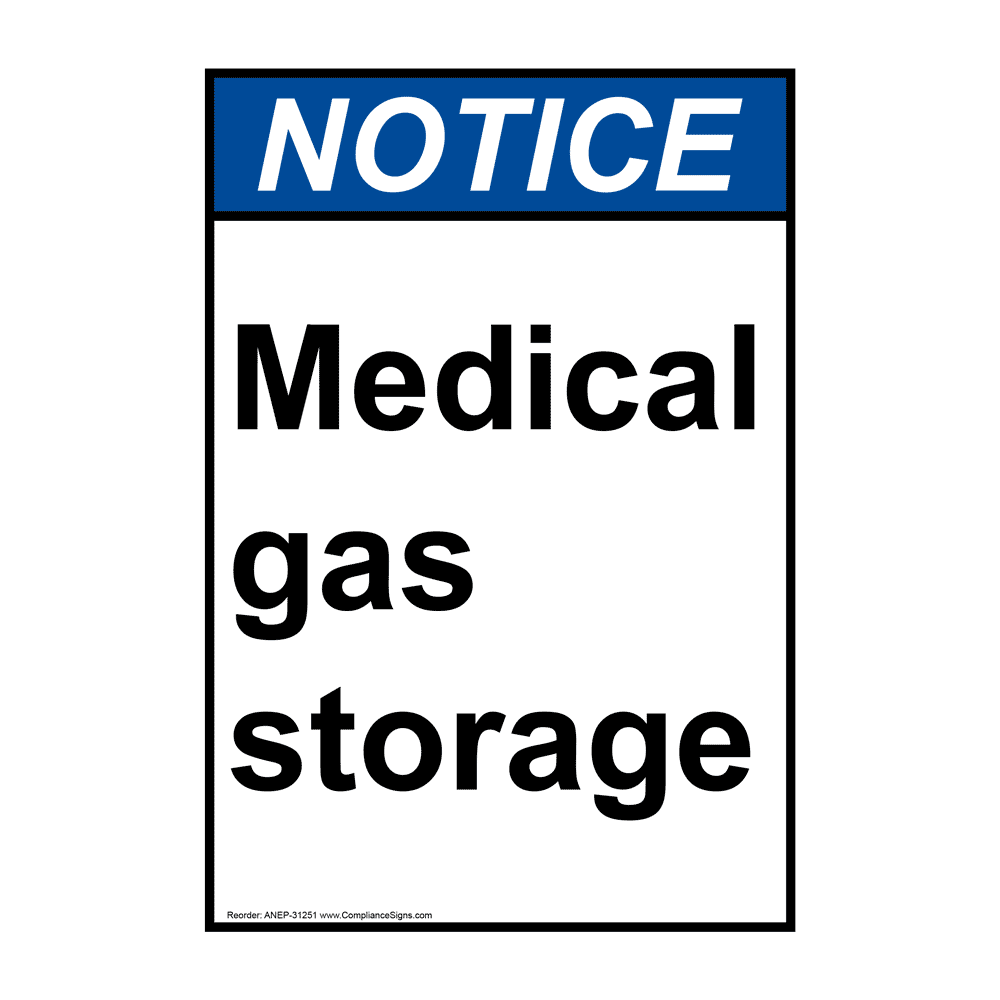 Portrait ANSI Medical Gas Storage Sign ANEP-31251