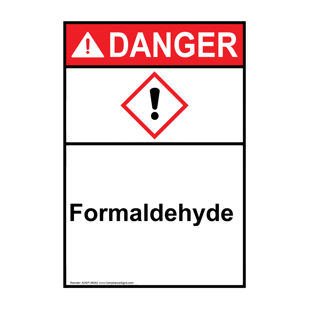 Portrait ANSI-GHS Formaldehyde Sign With Symbol ADEP-38562