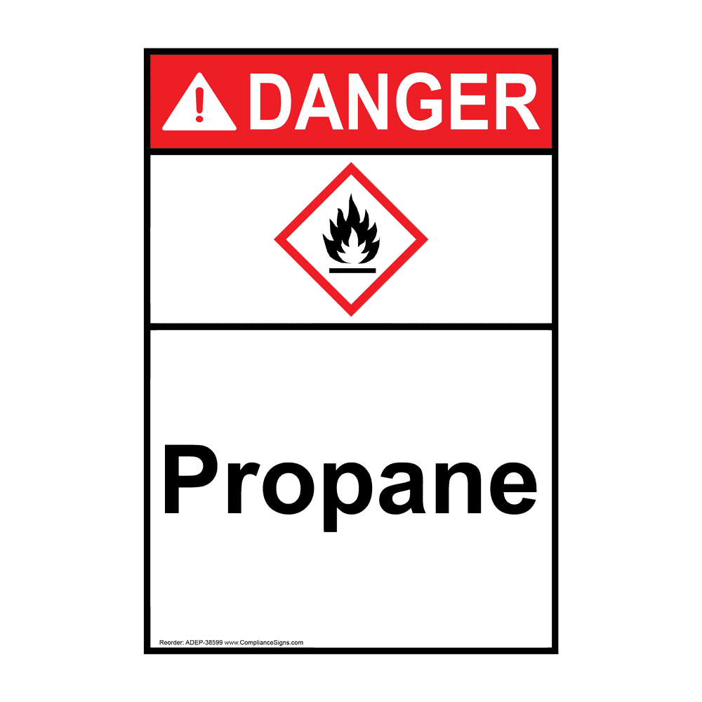 Portrait ANSI-GHS Propane Sign With Symbol ADEP-38599