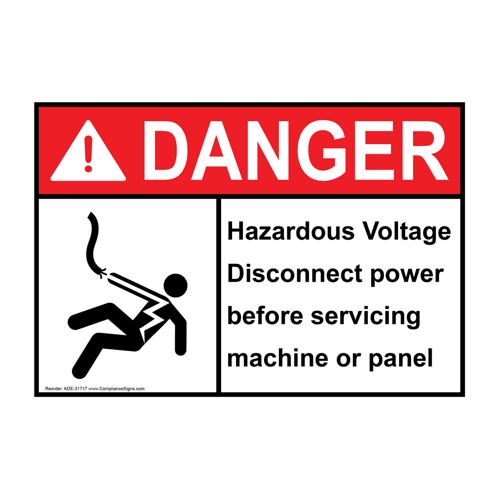 ANSI Hazardous Voltage Disconnect Sign With Symbol ADE-31717